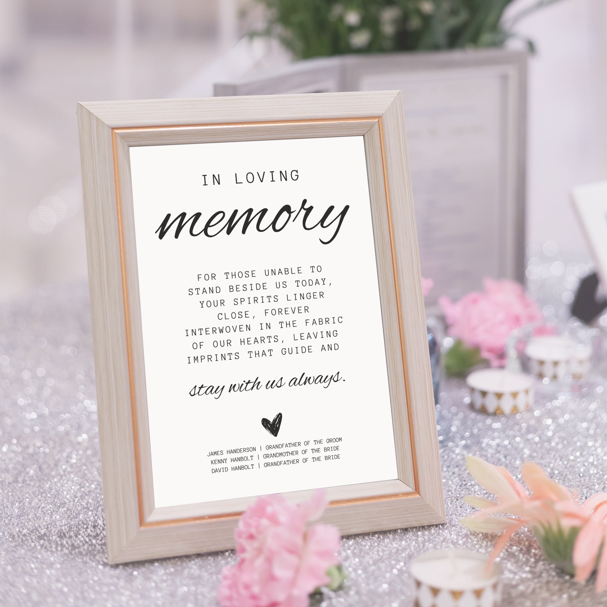 Forever Remembered: in Loving Memory Sign Template minimalist Wedding ...
