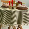 Red Stripe Vintage Linen Tablerunner With Ruffle, Red Stonewashed Linen ...