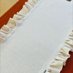 Ruffled Natural Linen Table Runner,farmhouse Linen Table Runner With ...