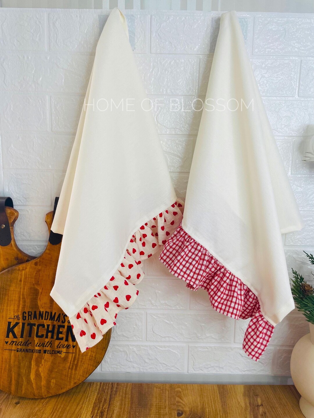 Ruffled Kitchen Towels,ruffle Linen Tea Towels, Farmhouse Hand Towels ...