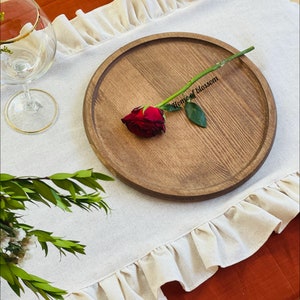 Ruffled Natural Linen Table Runner,farmhouse Linen Table Runner With ...