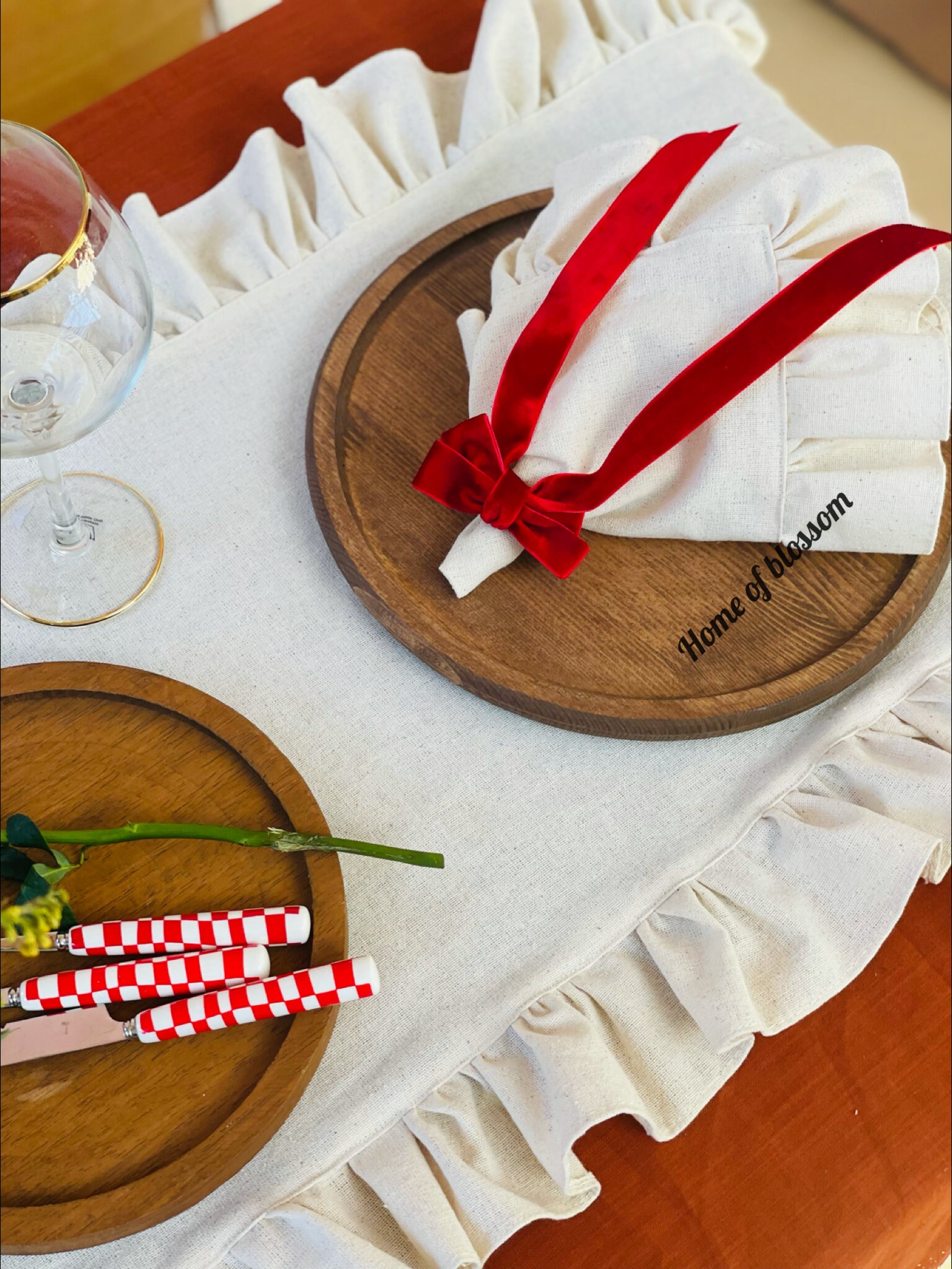 Ruffled Natural Linen Table Runner,farmhouse Linen Table Runner With ...