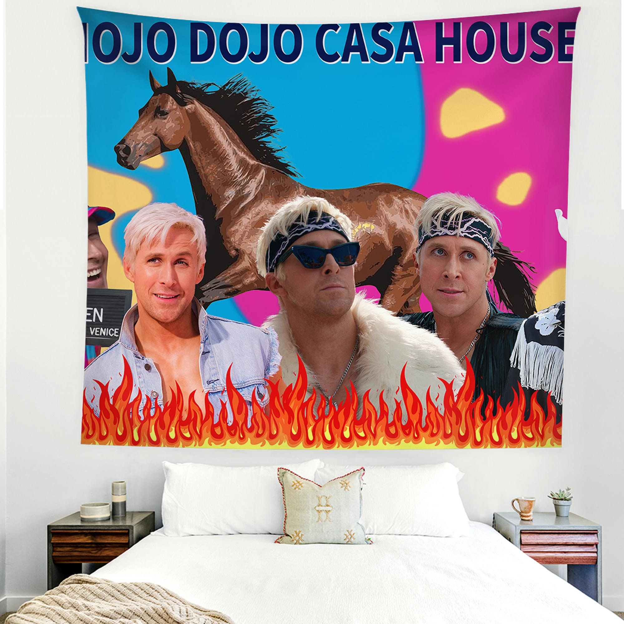 Mojo Dojo Casa House Barbie Tapestry, Funny Party Tapestry Meme Barbie ...