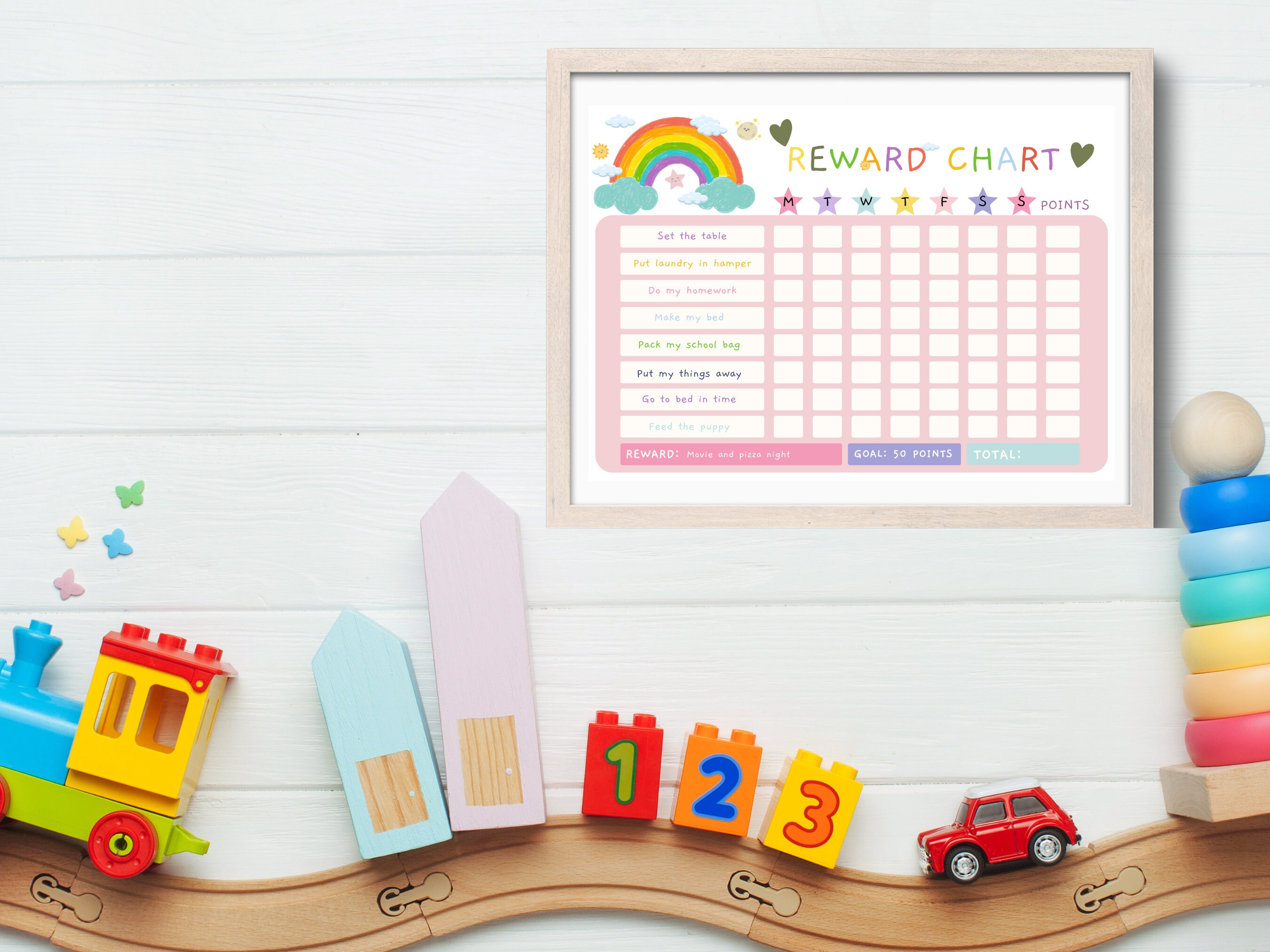 Pink Reward Chart for Kids - Etsy