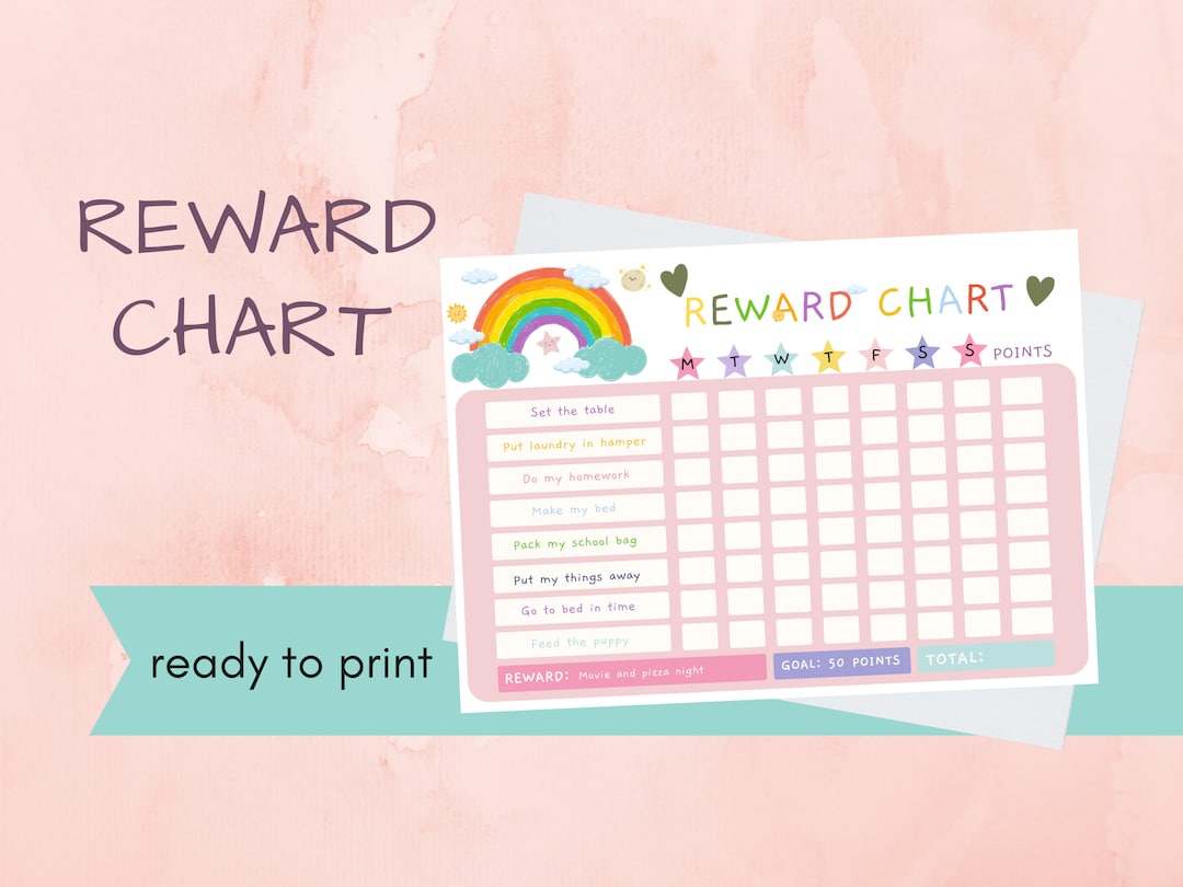 Pink Reward Chart for Kids - Etsy