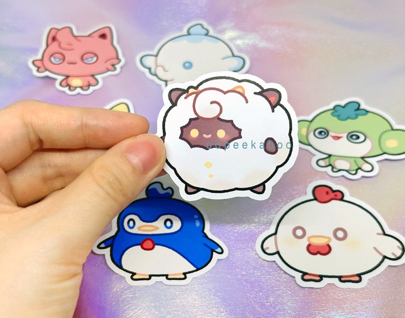 Palworld Inspired Sticker Pack 8pcs, Kawaii Pals Fanart Stickers, Die ...