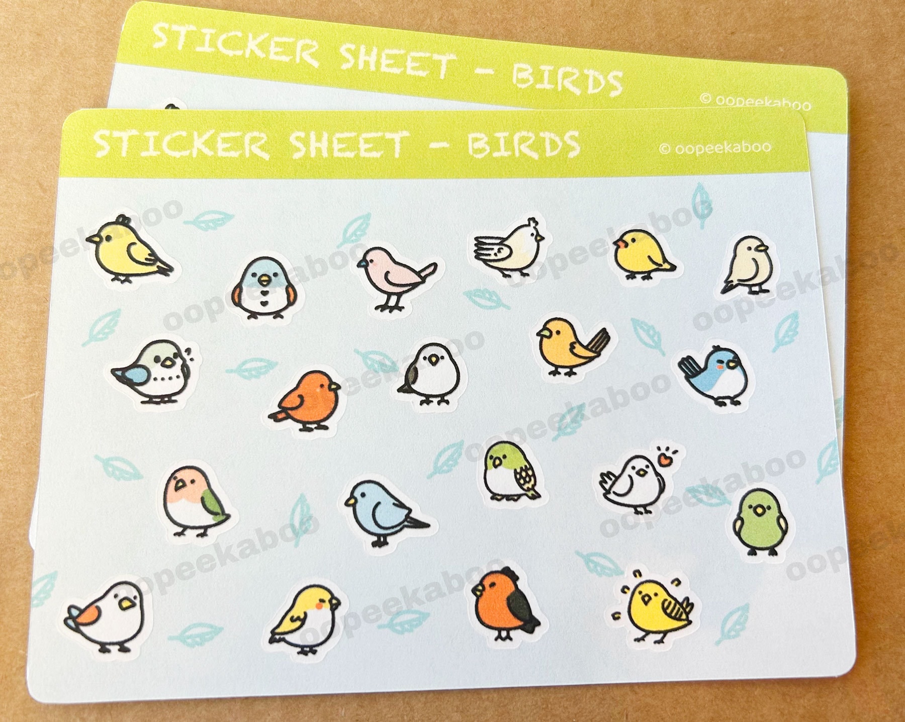 Little Birds Sticker Sheet, Cute 20 Birdy Art Matte Decorative Kawaii ...