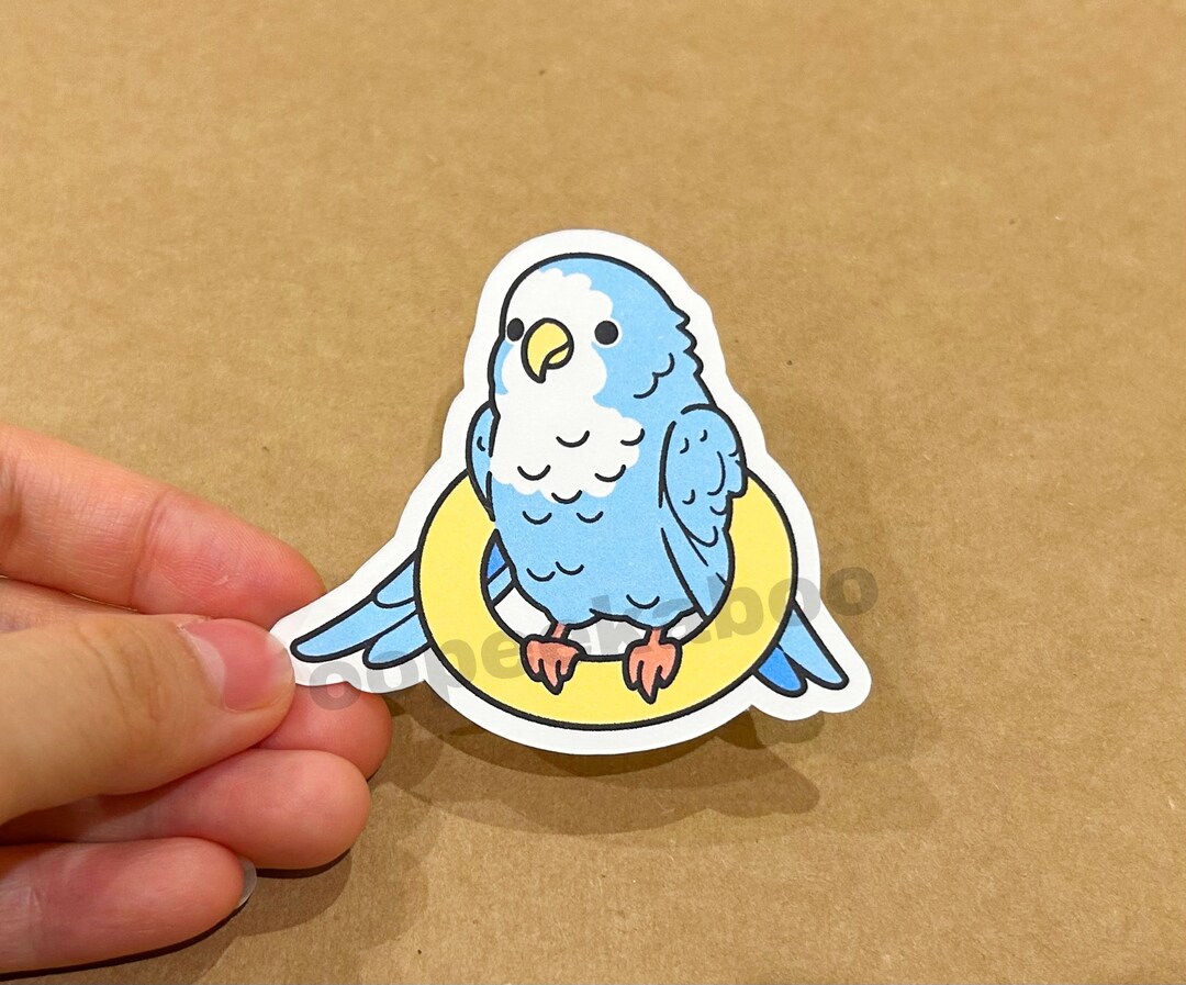 Hooping Bird Cute Parrot Standing on Ring Sticker, Bird on a Hula Ring ...