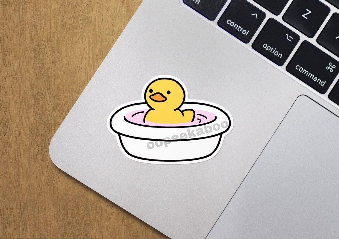 Cute Rubber Duckie Sticker, Rubber Ducky in Bath Tub, Whimsical Bathing ...