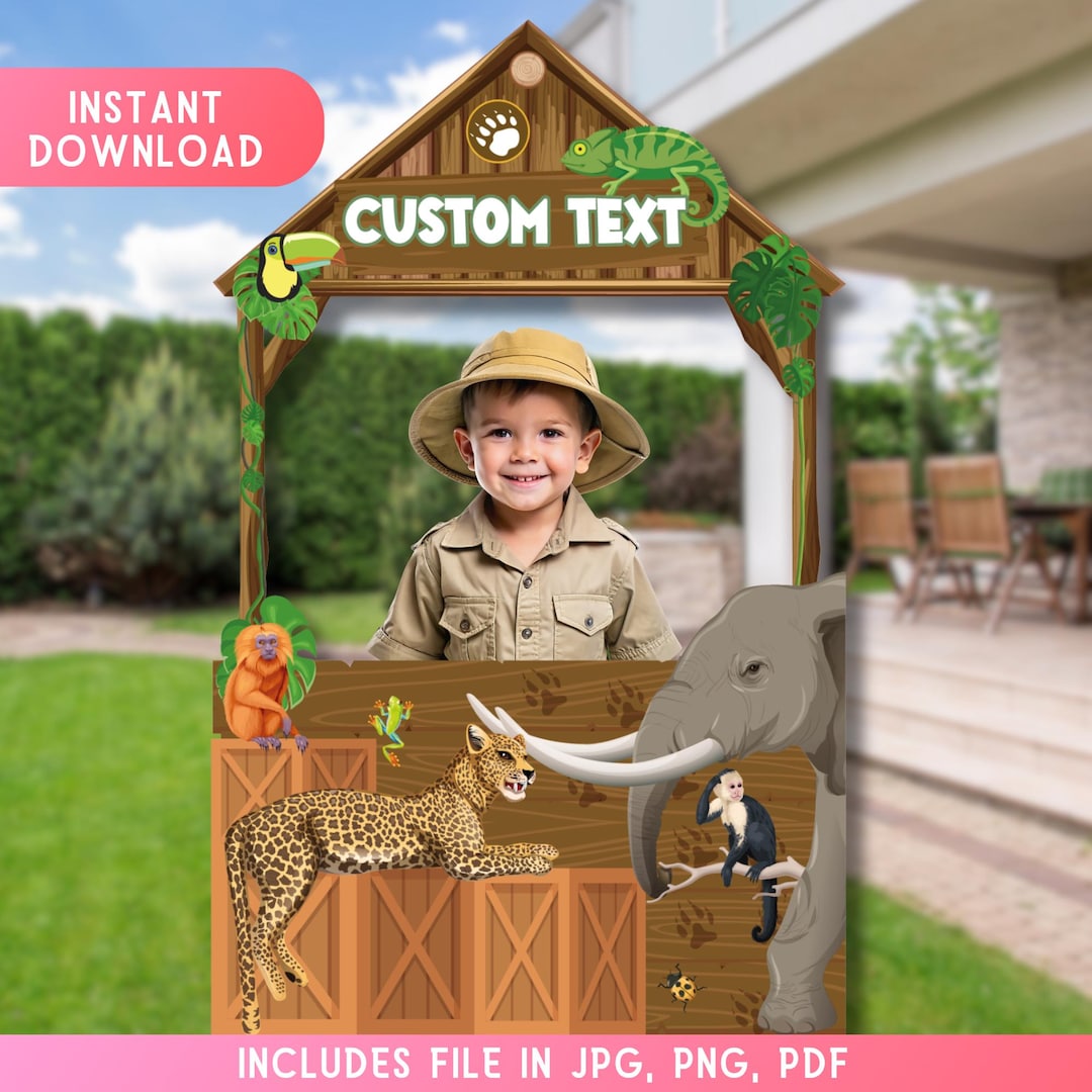 Safari Selfie Frame, Jungle Photo Booth Prop, Safari Party Stand, Zoo ...