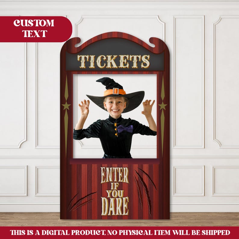 Halloween Circus Ticket Selfie Frame, Haunted Carnival Party Frame ...