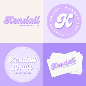 Editable Retro Purple Logo Canva Template, Makeup Logo Design, Editable ...