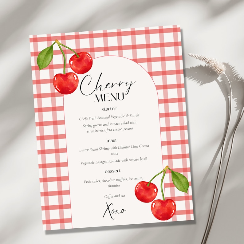 Cherry Menu Template, Sweet Cherry Menu, Red Cherry Menu, Cherries Menu ...