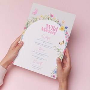 Floral Menu Template, Wildflower Menu, Minimal Floral Menu, Watercolor ...