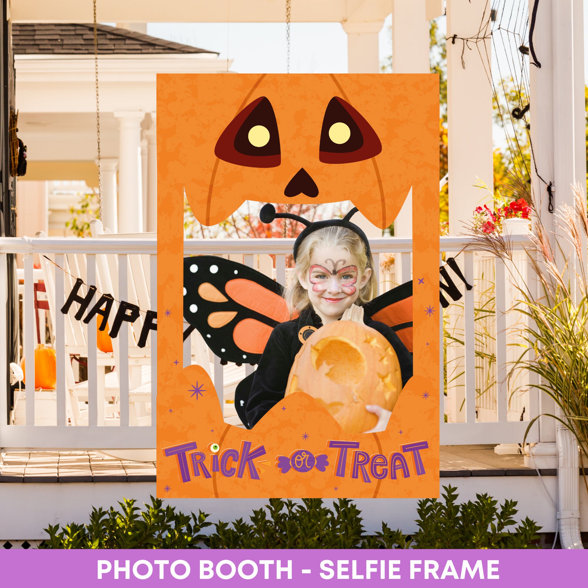 Halloween Pumpkin Trick or Treat Selfie Frame, Halloween Digital Photo ...