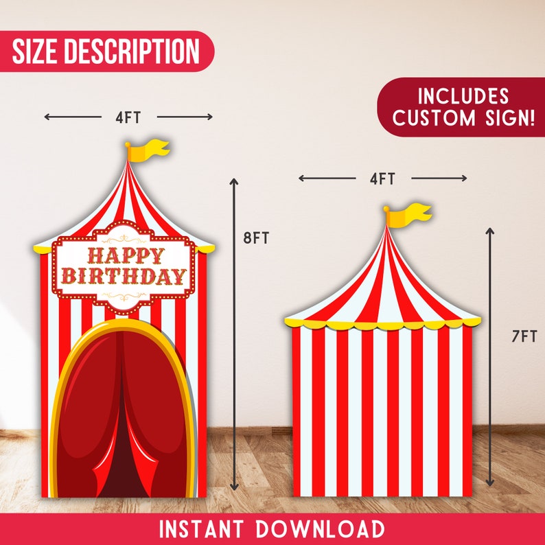 Circus Tent, Circus Custom Text, Circus Birthday Party, Carnival ...