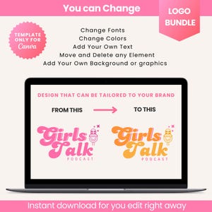 Editable Pink Logo Template, Retro Style Logo Template, Logotemplate ...