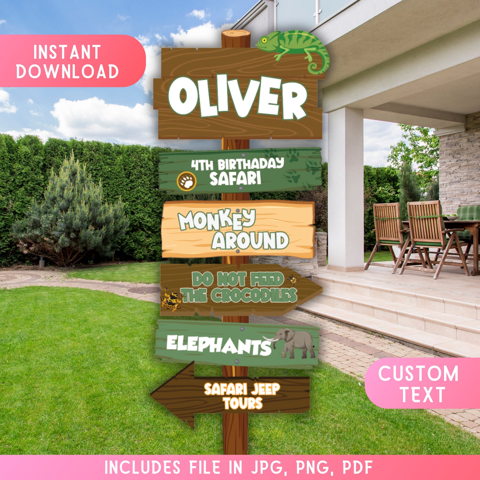 Safari Welcome Sign, Safari Directional Sign, Safari Custom Text ...