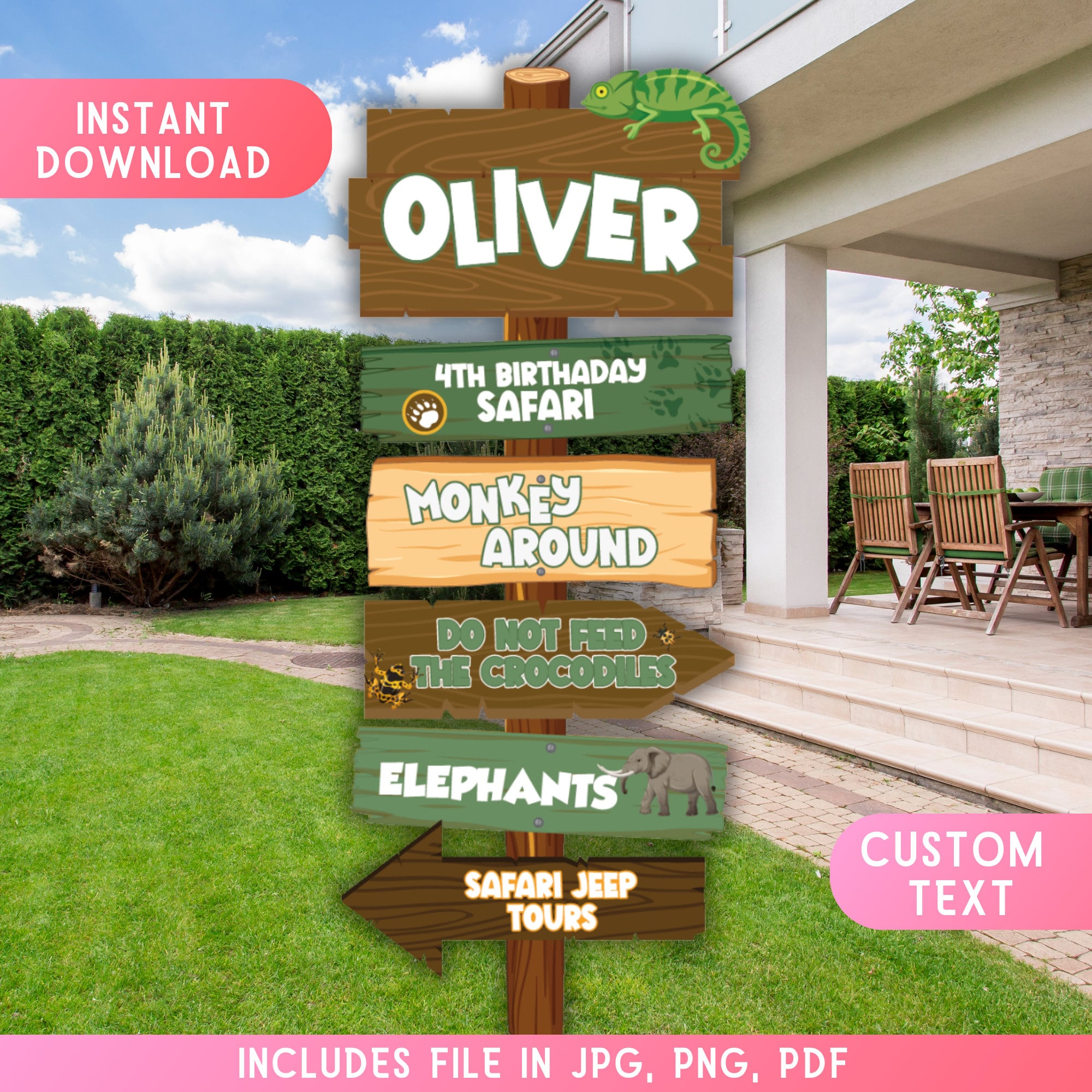 Safari Welcome Sign, Safari Directional Sign, Safari Custom Text ...