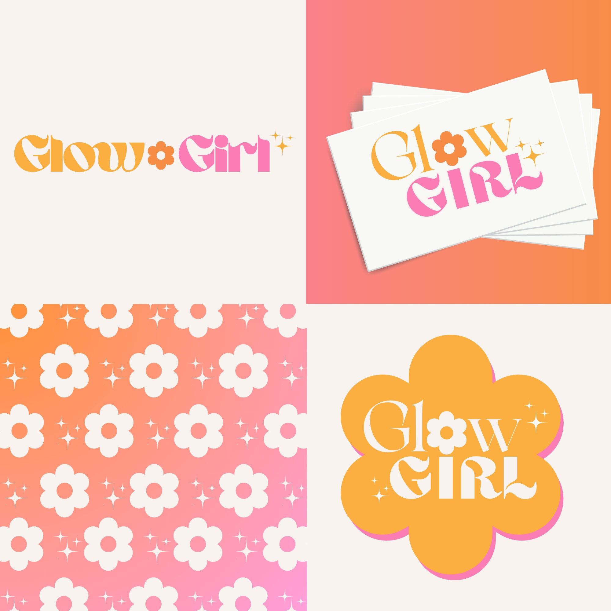 Girl Logo Design Template, Editable Canva Logo, Pink Groovy Aesthetic ...