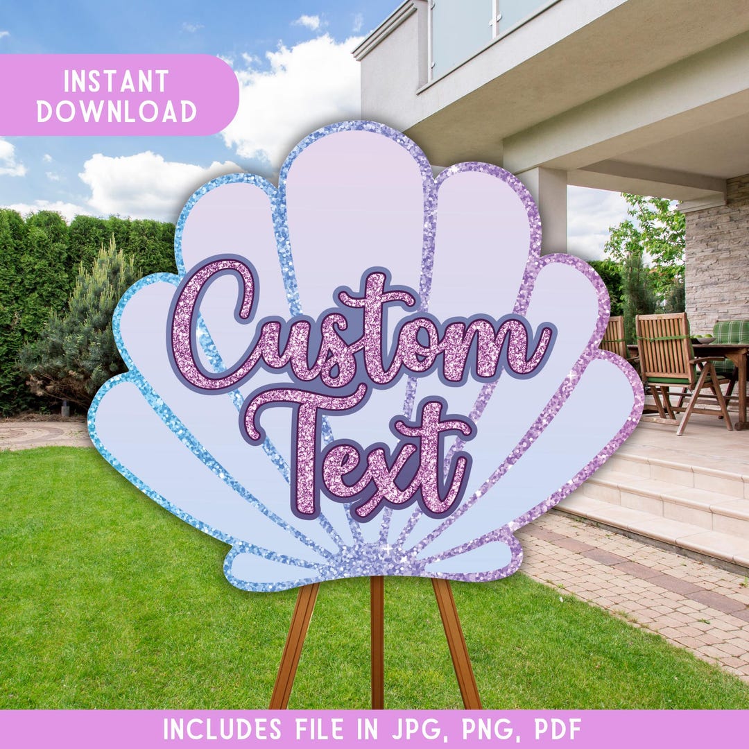 Seashell Glitter Mermaid Sign, Seashell Custom Name, Seashell Welcome ...