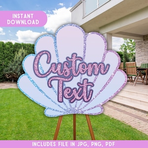 Seashell Glitter Mermaid Sign, Seashell Custom Name, Seashell Welcome ...