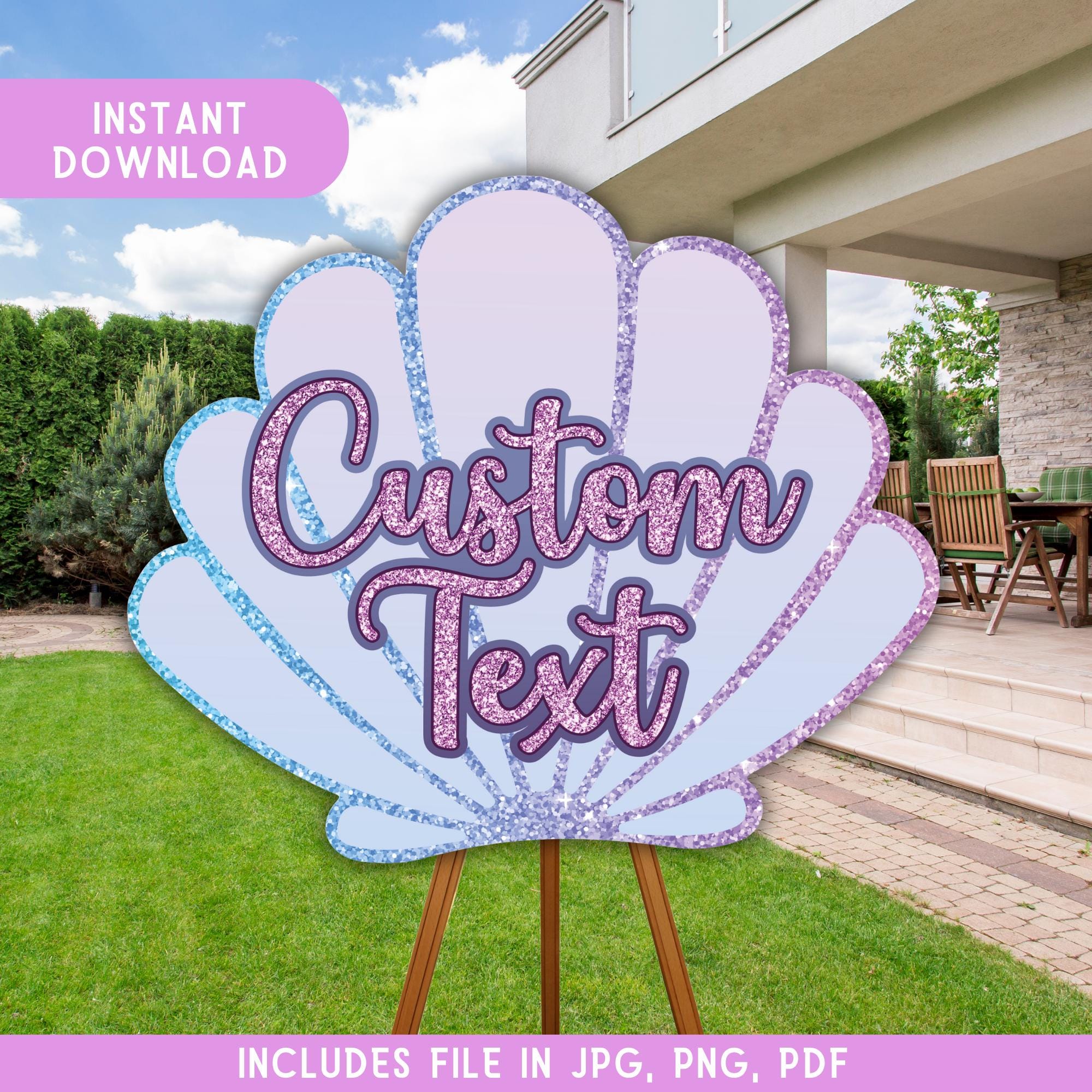 Seashell Glitter Mermaid Sign, Seashell Custom Name, Seashell Welcome ...