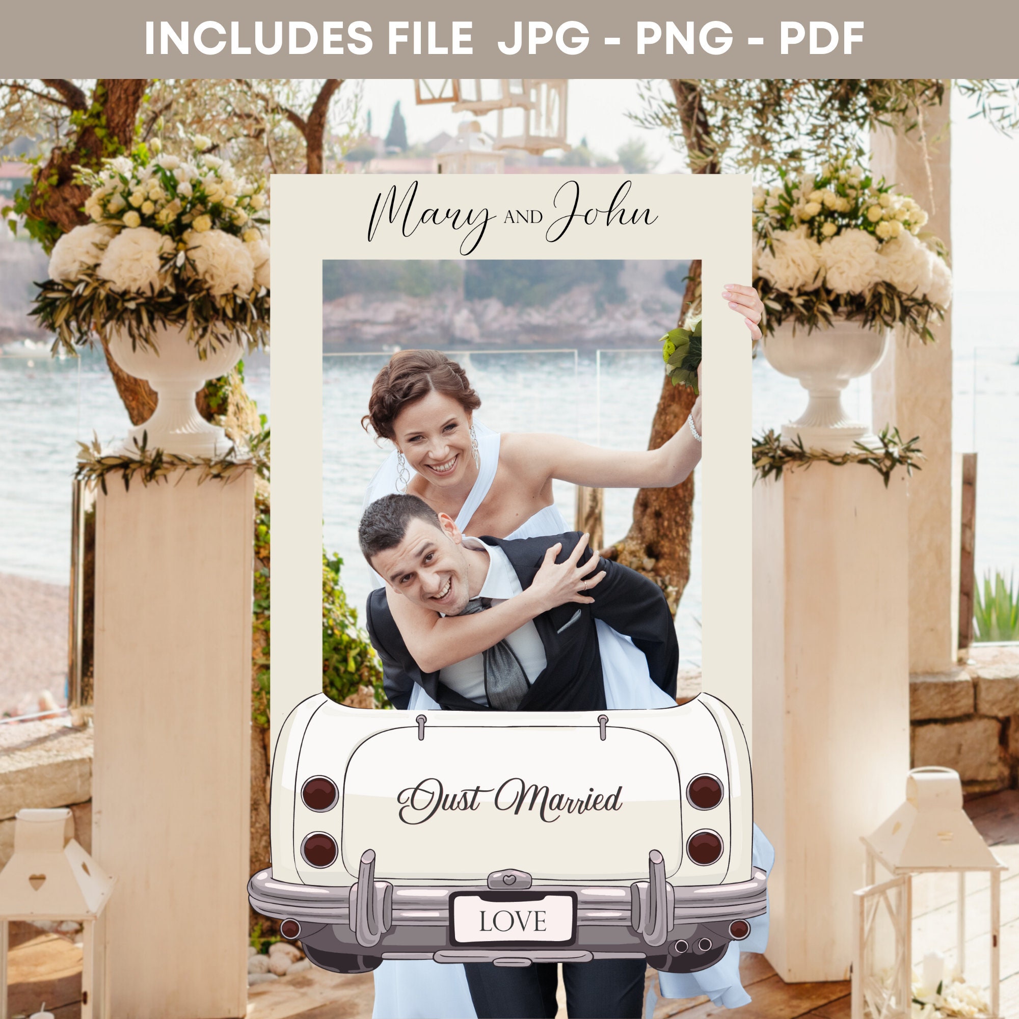 Wedding Photo Booth, Car Wedding Photo Booth Frame, Just Married Photo ...