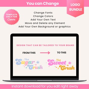 Pastel Rainbow Canva Logo Template, Colorful Retro Logo, Bright Pastel ...