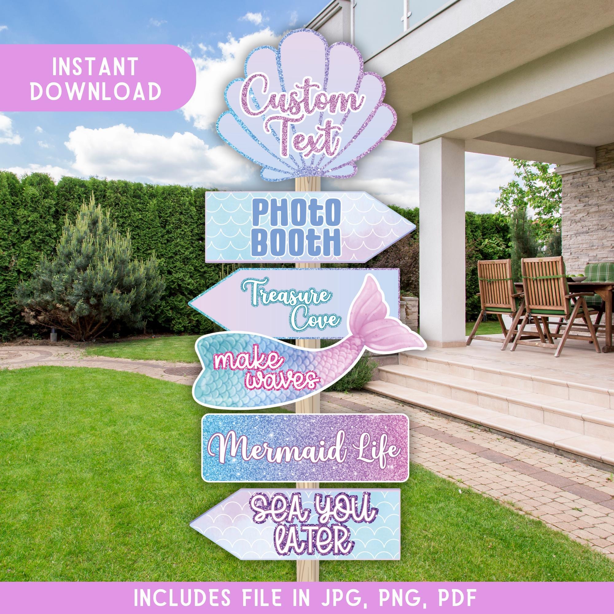 Mermaid Directional Sign, Mermaid Custom Text Sign, Shell Sign, Mermaid ...