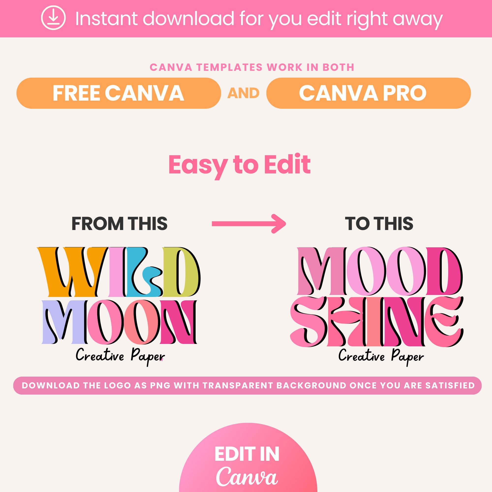 Colorful Logo Design, Fun Bright Branding, Retro Rainbow Logo, Premade ...