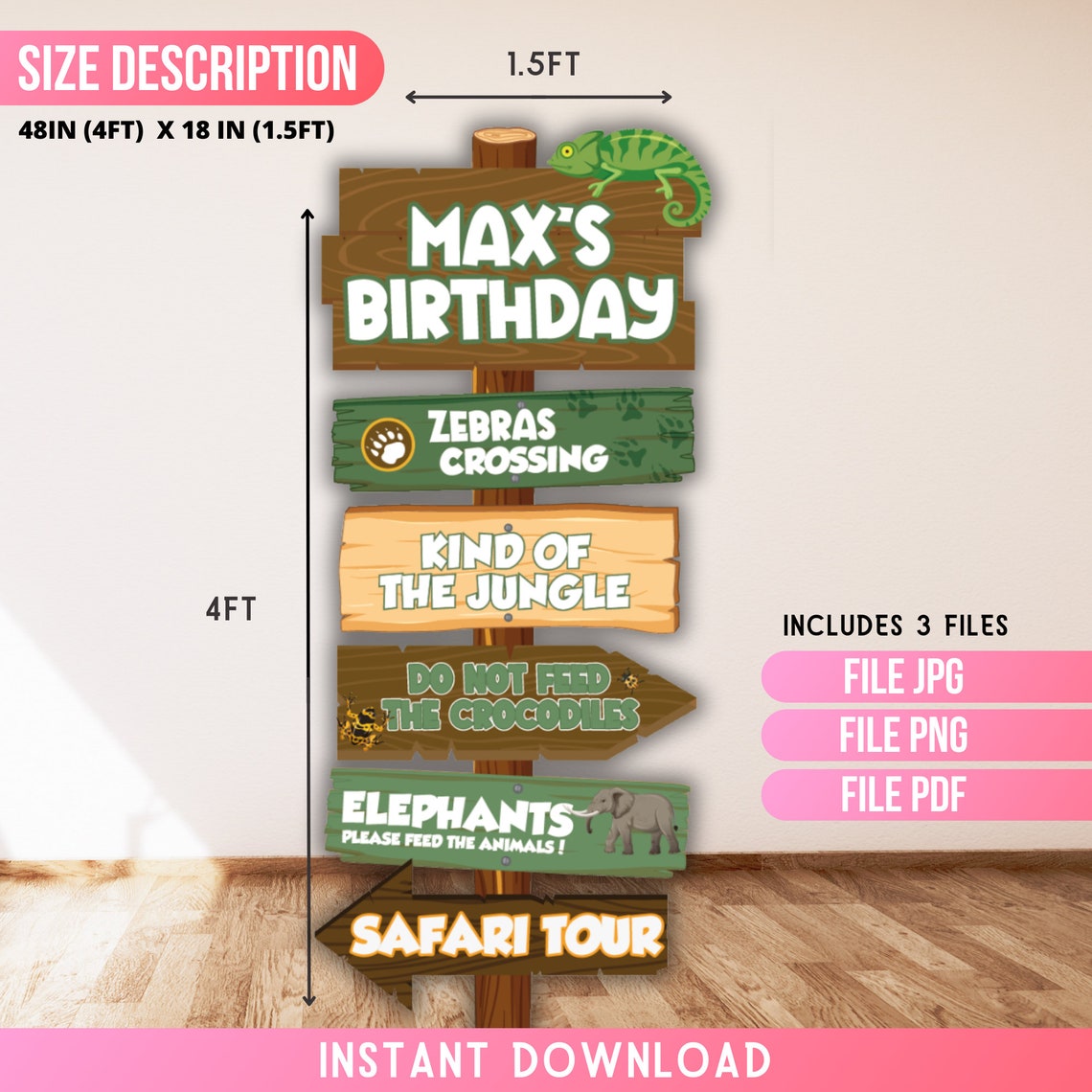 Safari Welcome Sign, Safari Directional Sign, Safari Custom Text ...