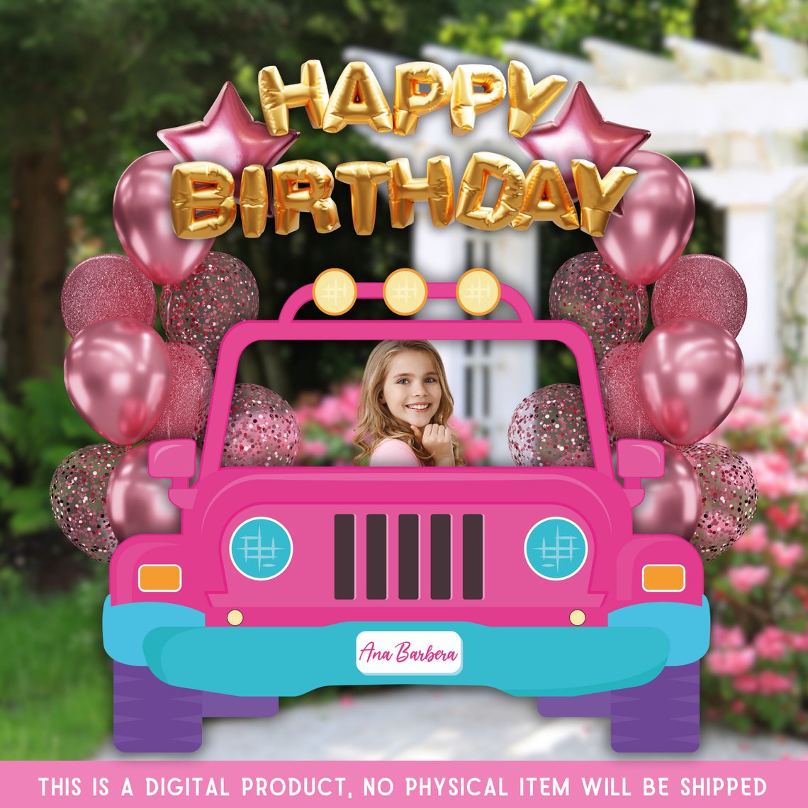 Doll Pink Selfie Frame, Doll Car Pink Selfie Frame, Doll Party Photo ...