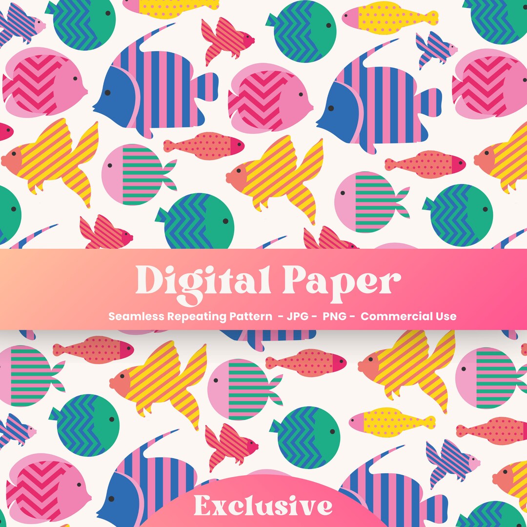 Seamless Cute Fish Pattern, Colorful Fish Illustration, Colorfull Sea ...