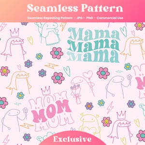 Mother's Day Meme Seamless Pattern, Meme Pattern, MOM Pattern, Doodle ...