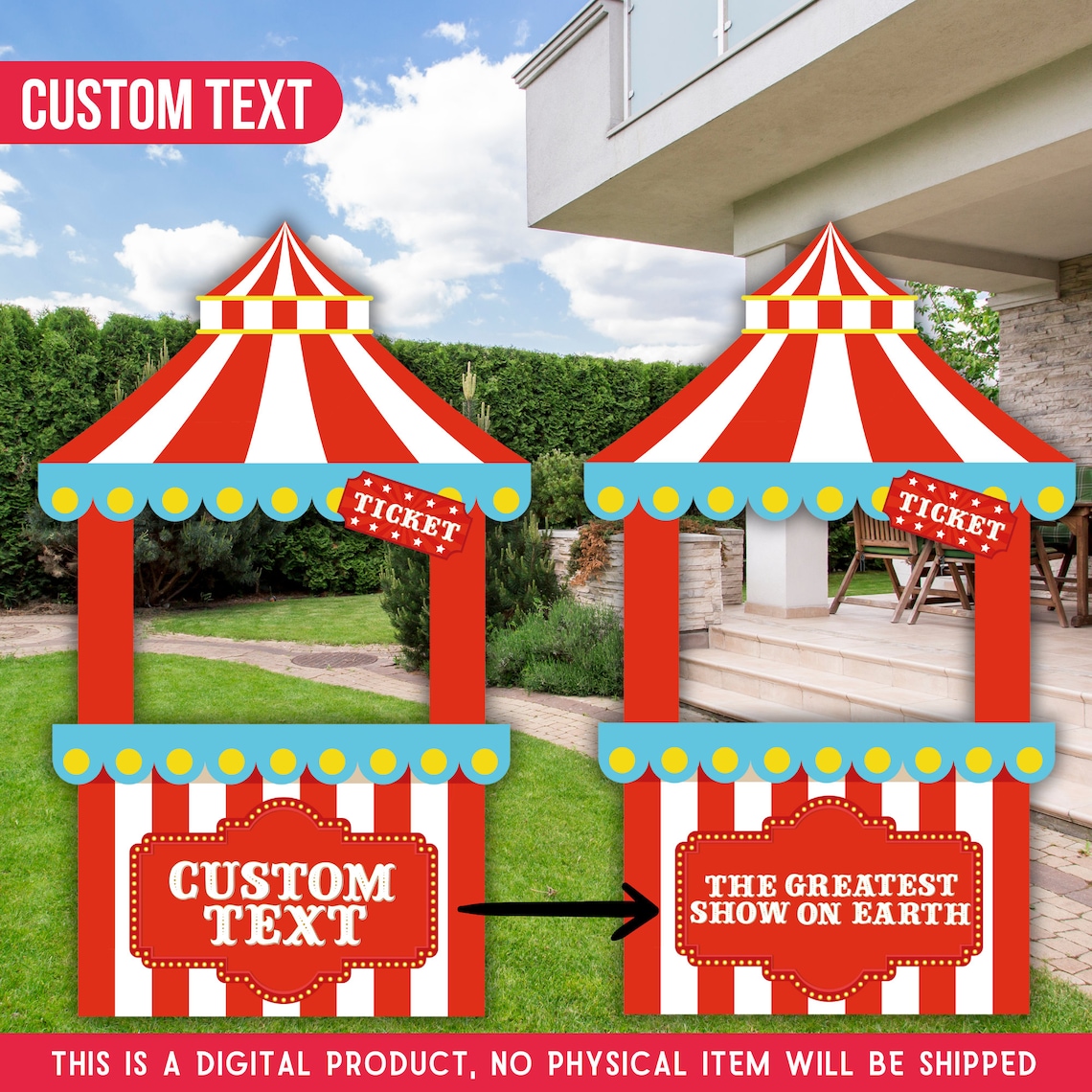 Circus Ticket Photo Booth, Circus Ticket Prop, Circus Custom Text ...