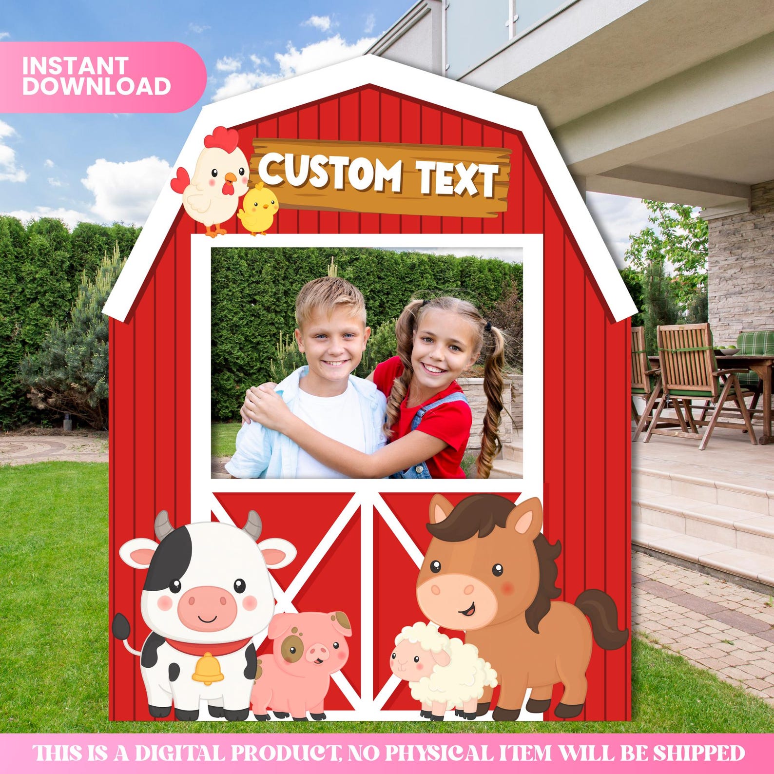 Red Farm Barn Animals Selfie Frame | Barn Photo Booth Prop | Farm ...