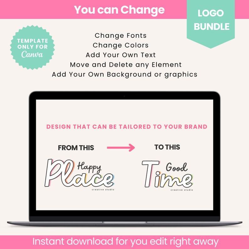 Bright Pastel Rainbow Logo Design, Fun Colorful Logo, Business Logo ...