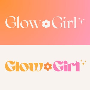 Girl Logo Design Template, Editable Canva Logo, Pink Groovy Aesthetic ...