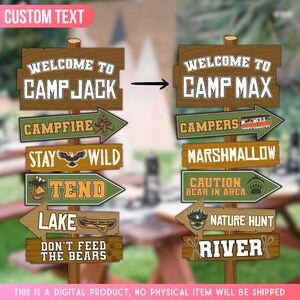 Camping Directional Signs, Custom Text Camp Sign, Summer Camp Sign ...