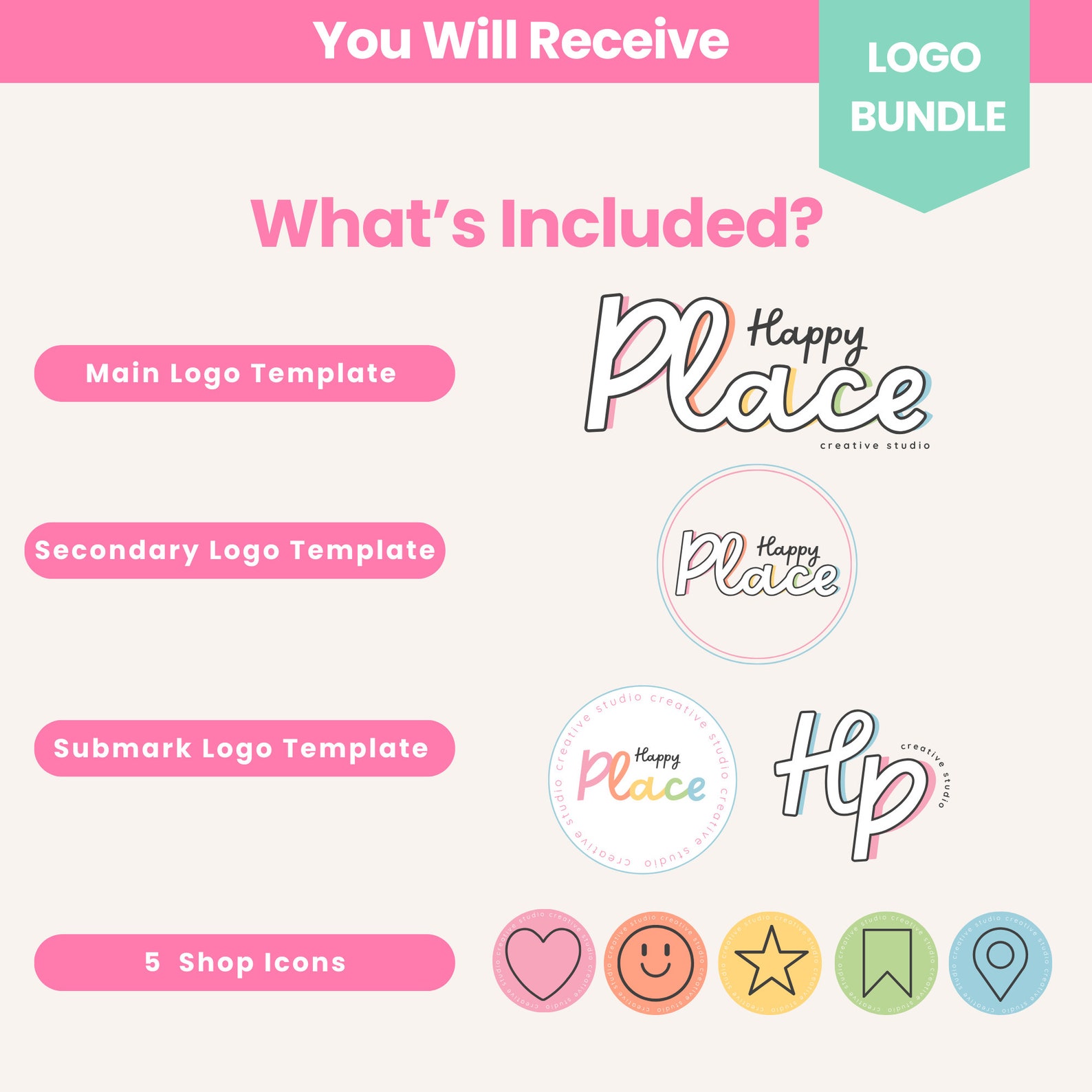 Bright Pastel Rainbow Logo Design, Fun Colorful Logo, Business Logo ...