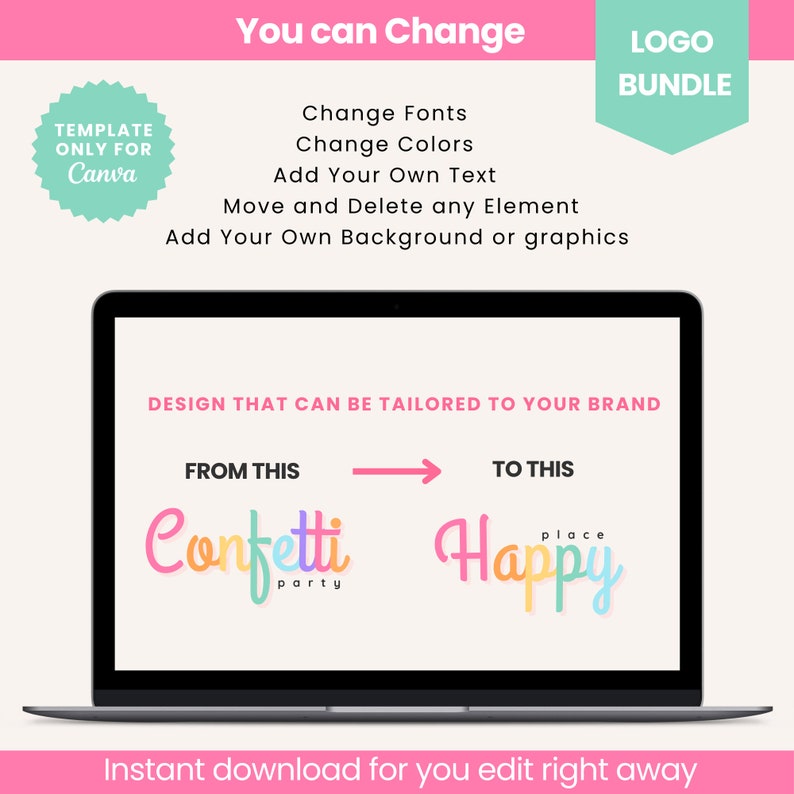 Rainbow Pastel Design Template, Bright Pastel Logo Template, Party Logo ...