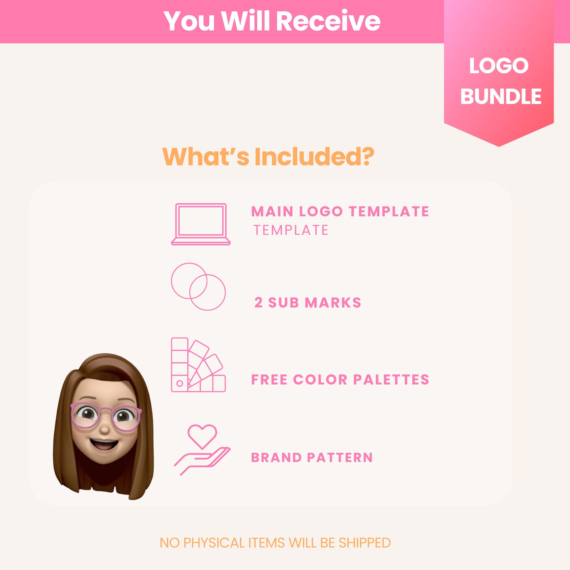 Girl Logo Design Template, Editable Canva Logo, Pink Groovy Aesthetic ...