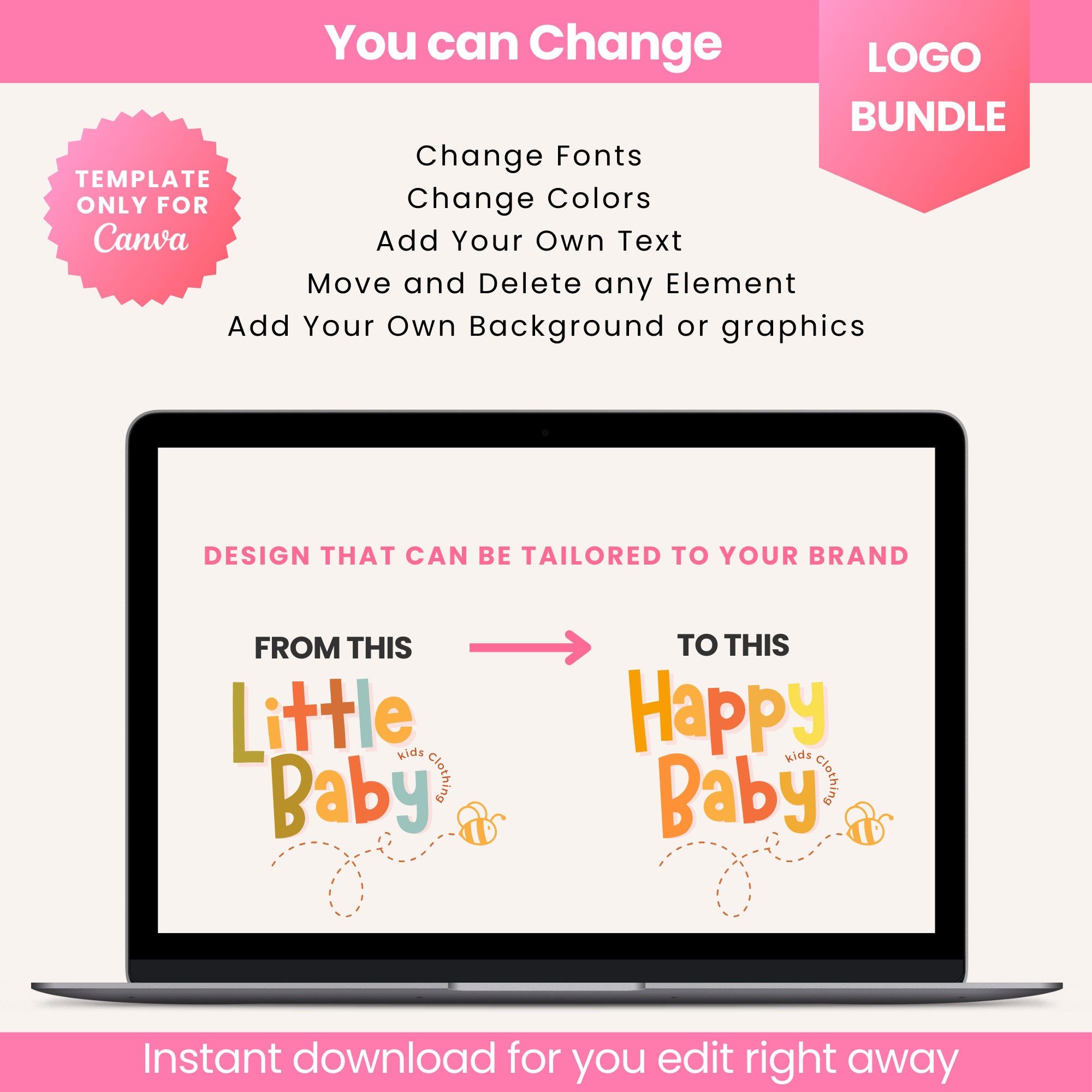 Kids Logo, Logo Kids Creative Template, Bee Logo Template,, Kids ...