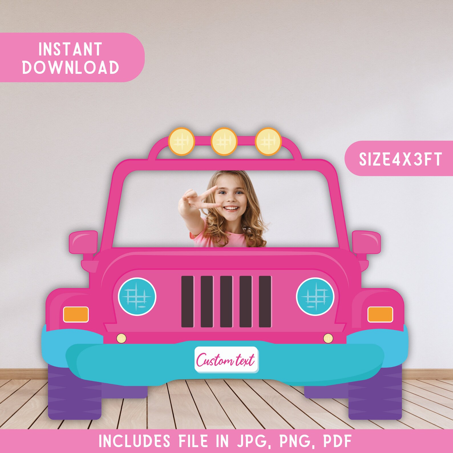 Doll Pink Selfie Frame, Doll Car Pink Selfie Frame, Doll Party Photo ...