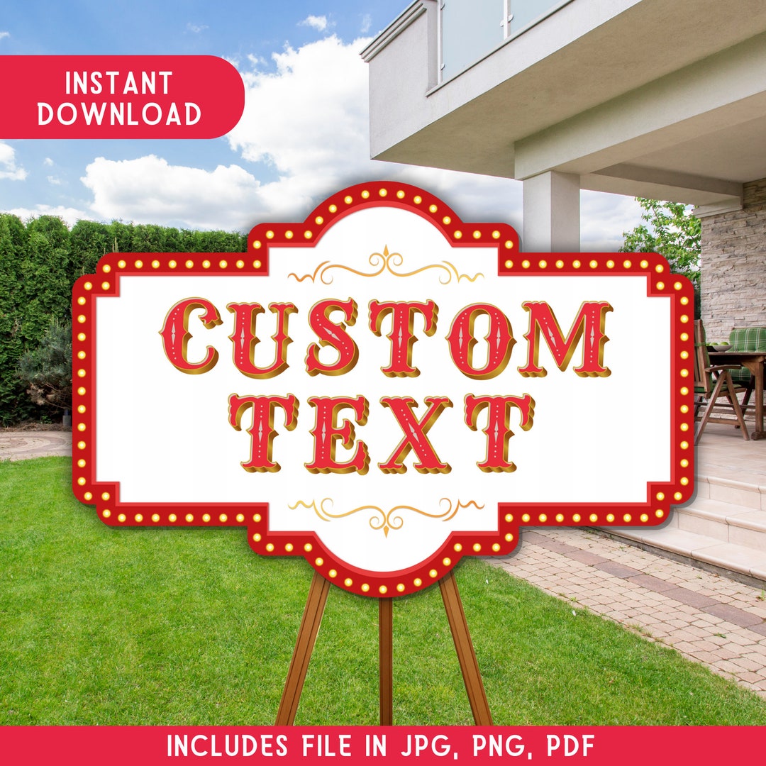 Circus Custom Text, Circus Birthday Party, Carnival Birthday Sign, Kids ...
