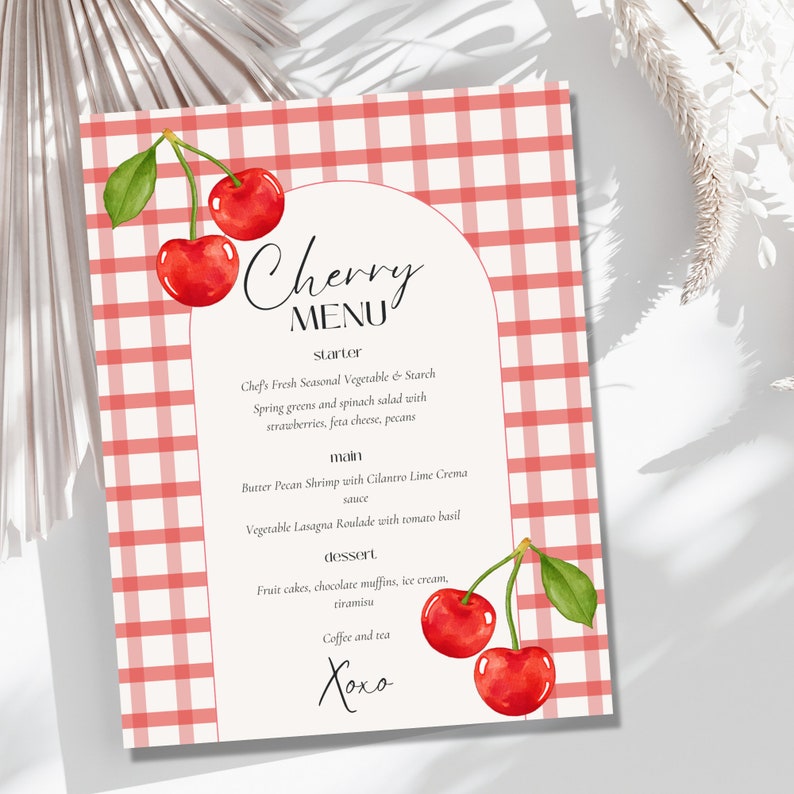 Cherry Menu Template, Sweet Cherry Menu, Red Cherry Menu, Cherries Menu ...