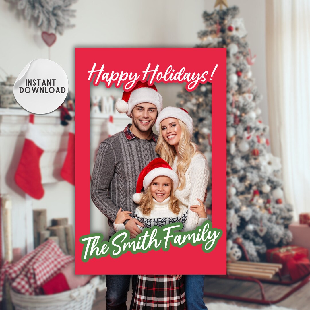 Happy Holidays Photo Booth, Custom Family Name Christmas, Custom Family ...