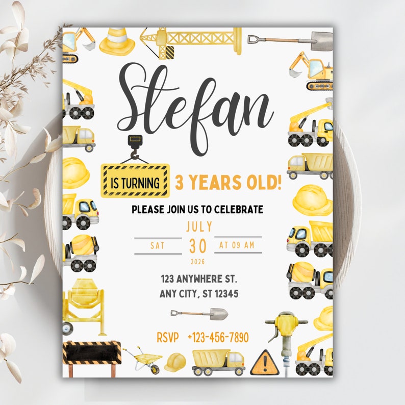 Construction Invitation Template,, Construction Birthday, Dump Truck ...