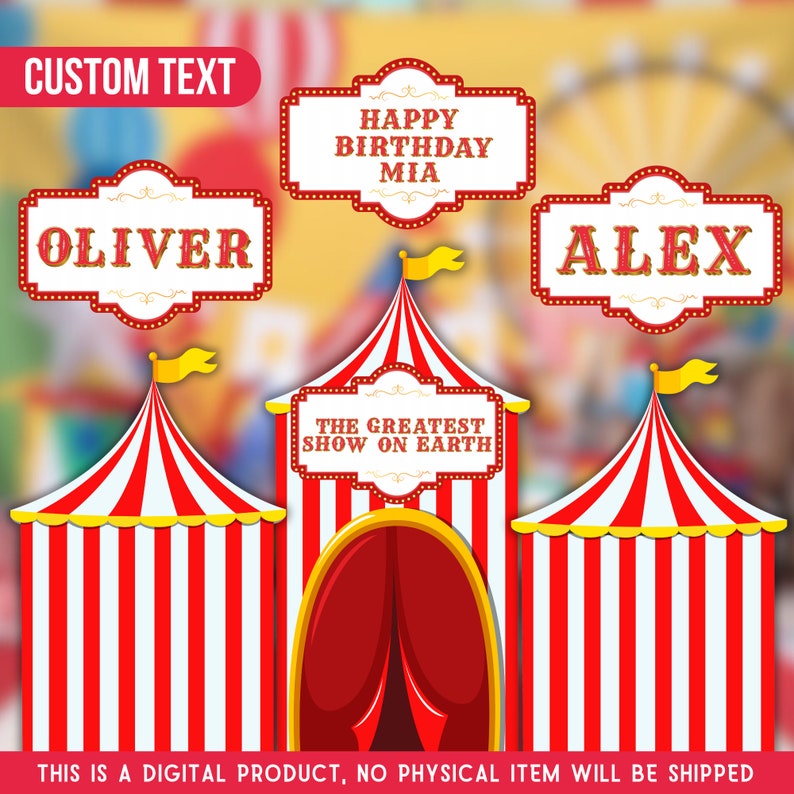 Circus Tent, Circus Custom Text, Circus Birthday Party, Carnival ...